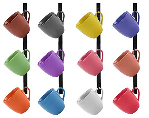 Coffee Mug Wall Rack - Metal Mug Racks for Wall - Wall Mug Rack - Coffee Cup Rack Wall Hanging Holder - Teacup and Mason Jar Hanger Display Holder - Hold a Dozen Cups and Mugs
