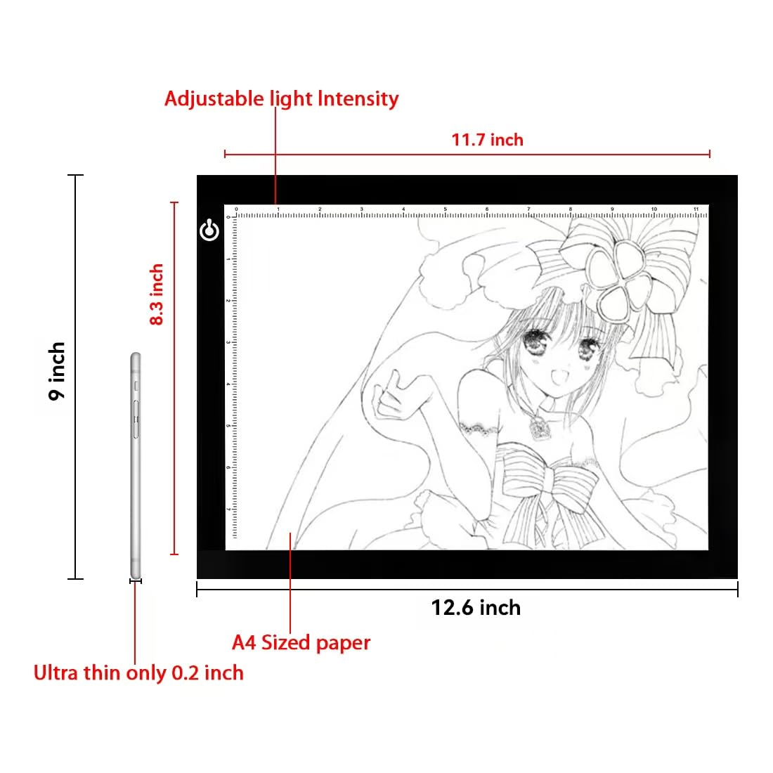 LitEnergy A4 Portable LED Light Box Trace, Light Pad USB Power LED Artcraft Tracing Light Table for Tattoo Transferring, Drawing, Sketching, Animation