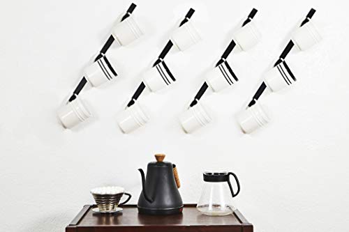 Coffee Mug Wall Rack - Metal Mug Racks for Wall - Wall Mug Rack - Coffee Cup Rack Wall Hanging Holder - Teacup and Mason Jar Hanger Display Holder - Hold a Dozen Cups and Mugs