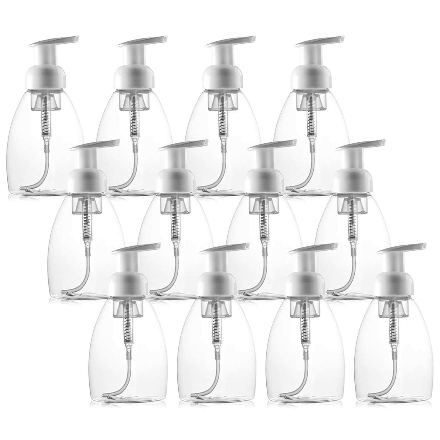 Bekith 12 Pack Foaming Soap Dispenser Pump Bottles, 8oz (250ml) Foaming Hand Soap Dispenser, Refillable Liquid Soap Foaming Dispenser, Empty Plastic Bottles for Kitchen, Bathroom, Commercial, Clear