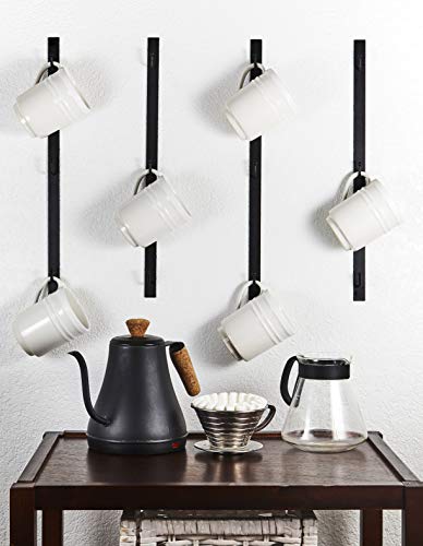 Coffee Mug Wall Rack - Metal Mug Racks for Wall - Wall Mug Rack - Coffee Cup Rack Wall Hanging Holder - Teacup and Mason Jar Hanger Display Holder - Hold a Dozen Cups and Mugs