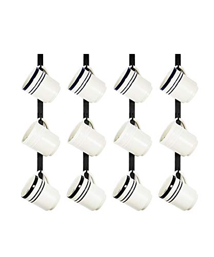 Coffee Mug Wall Rack - Metal Mug Racks for Wall - Wall Mug Rack - Coffee Cup Rack Wall Hanging Holder - Teacup and Mason Jar Hanger Display Holder - Hold a Dozen Cups and Mugs