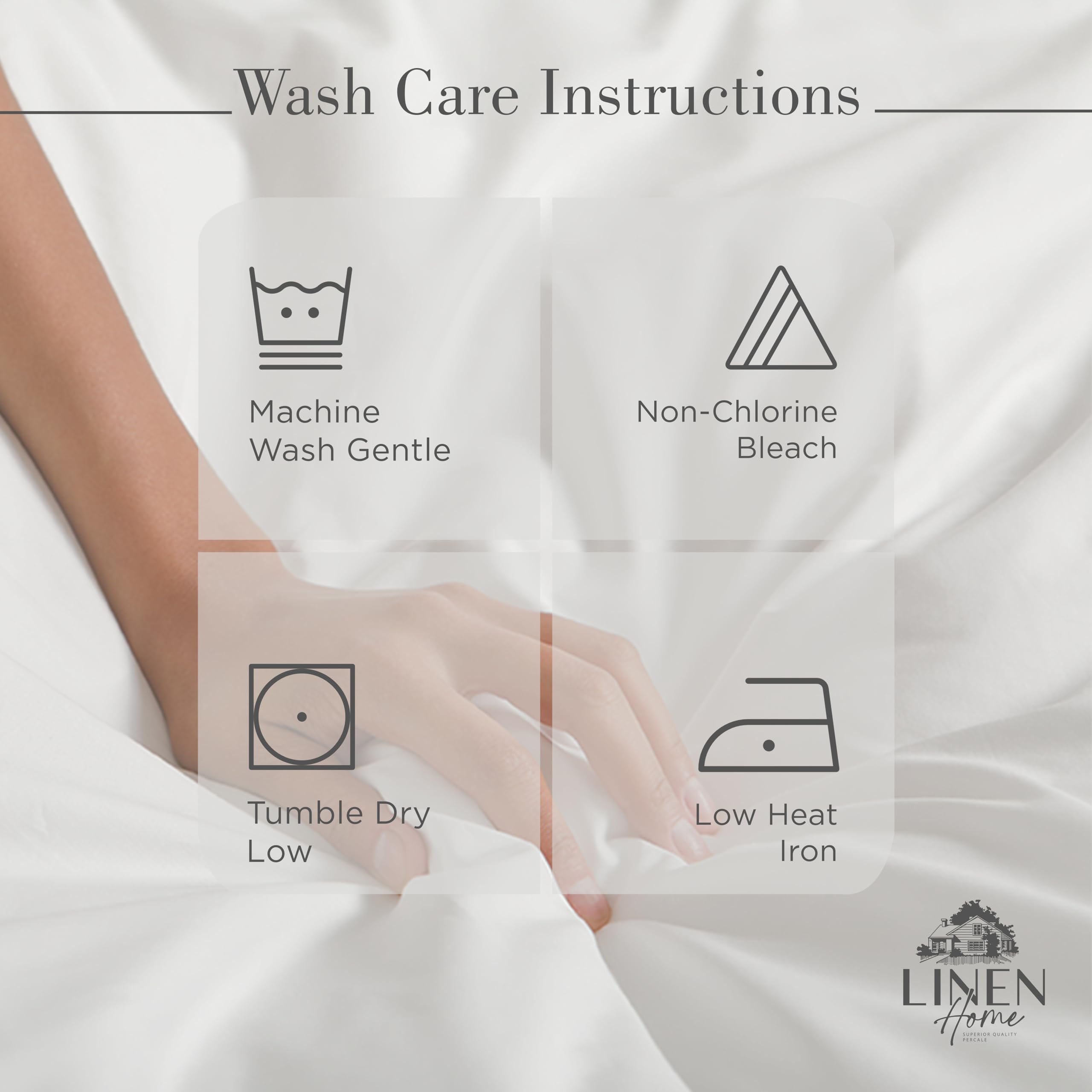 Linen Home 100% Cotton Percale Sheets Twin Size, White, Deep Pocket, 3 Pieces Set - 1 Flat, 1 Deep Pocket Fitted Sheet and 1 Pillowcase, Crisp Cool and Strong Bed Linen