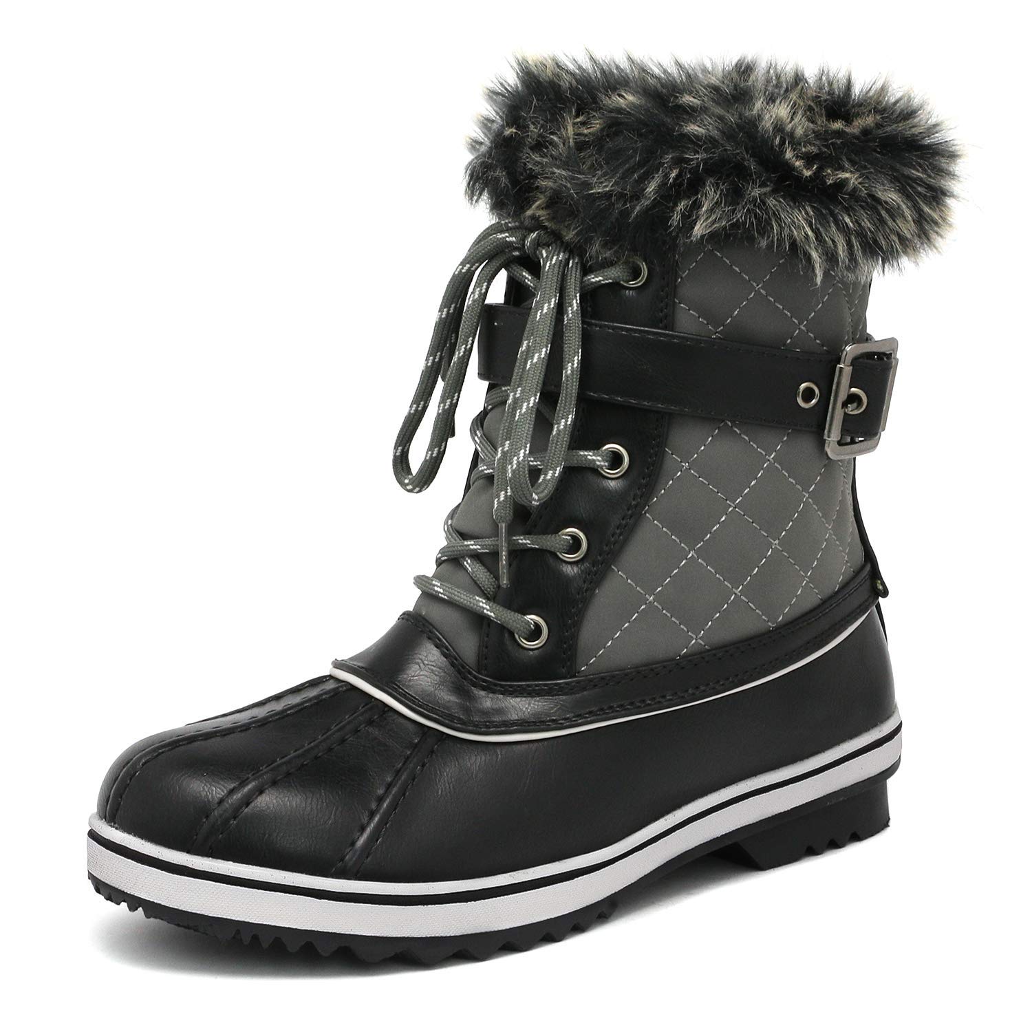 DREAM PAIRS Women's River 3 Grey Mid Calf Waterproof Winter Snow Boots Size 10 M US