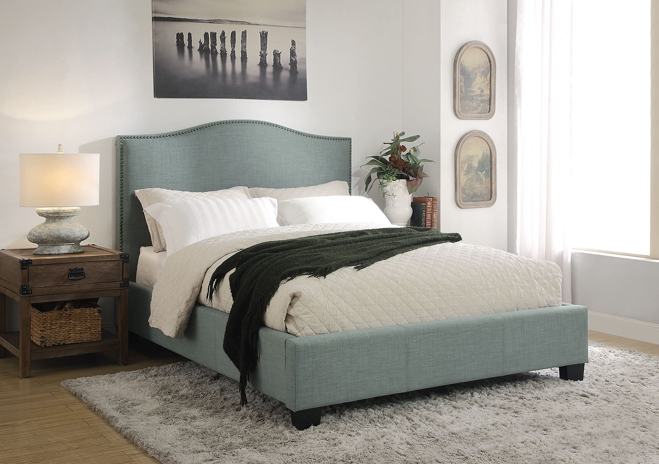 Modus Furniture Solid Wood Footboard-Storage Bed, California King, Ariana - Bluebird