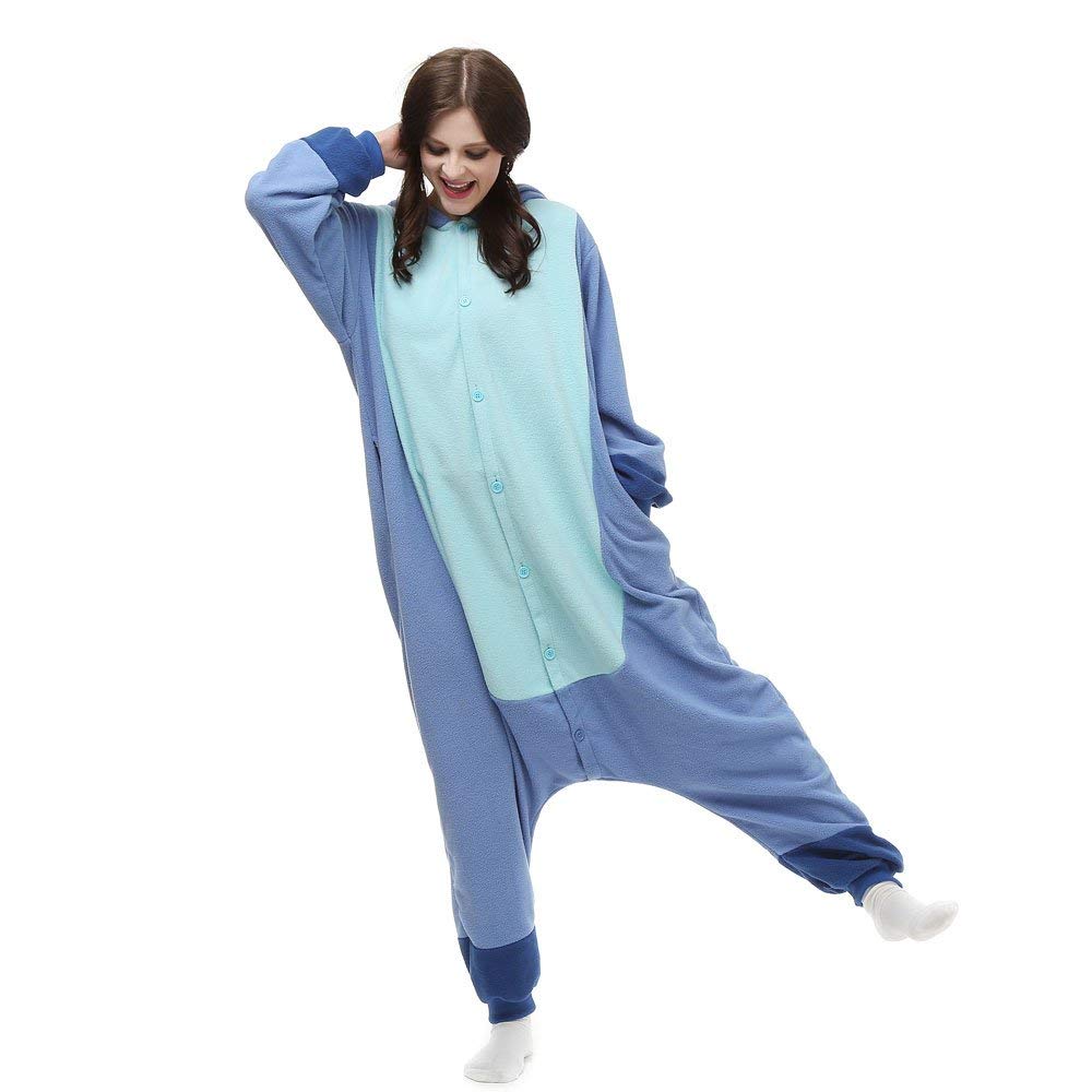 Adults Onesie Halloween Costumes Animals Sleeping Pajamas (M, Blue)