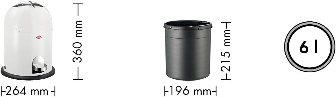 WESCO Waste Bin Mini Master 6 L Powder-Coated Sheet Steel, Black, 26,4x26,4x36 cm,