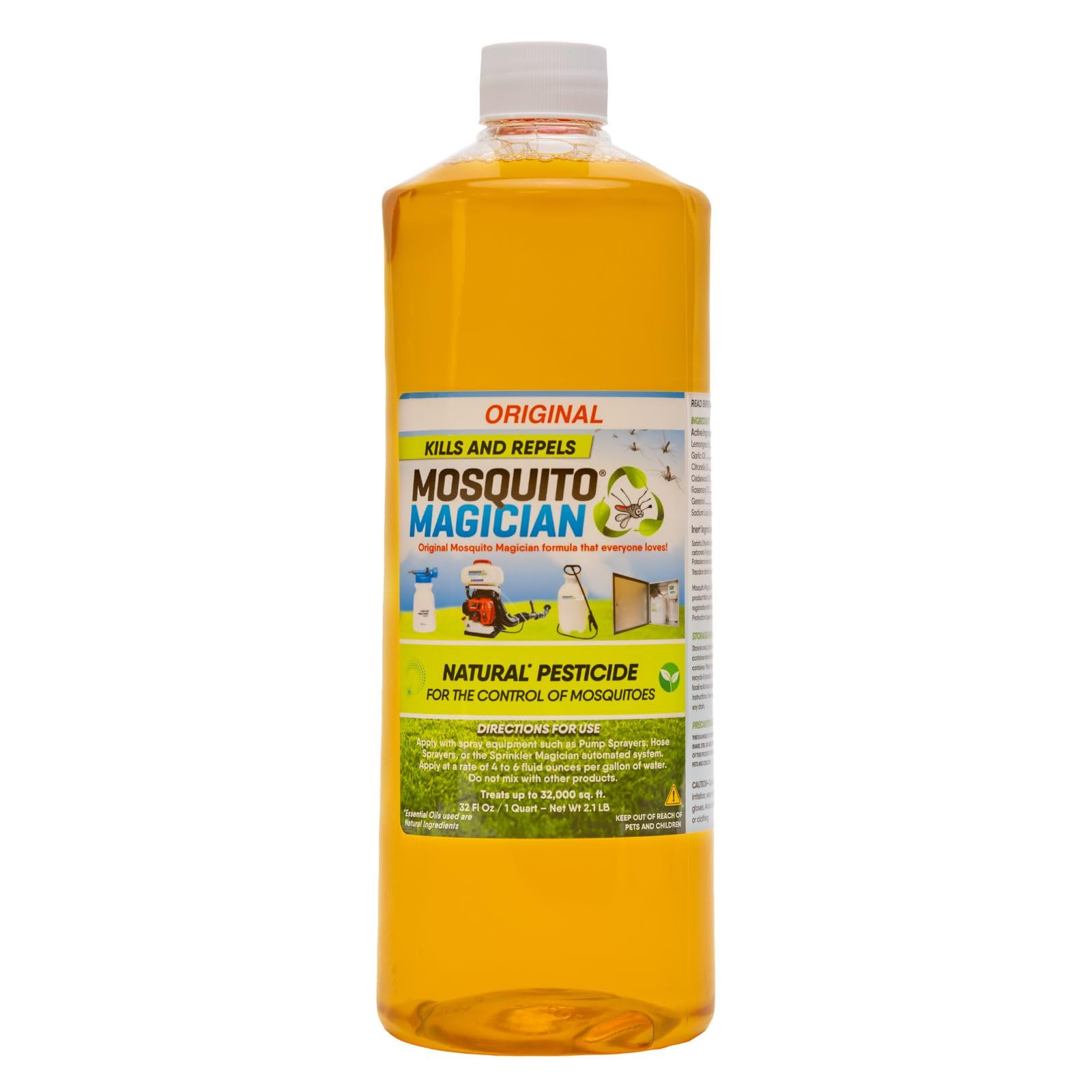 Mosquito Magician Liquid Concentrate, Kills Mosquitoes, Fleas & Fire Ants, Yard Spray Treatment, Safe for Pets, Use with Sprayers, Foggers & Misting Systems, Outdoor Mosquito Repellent - 32 Fl Oz
