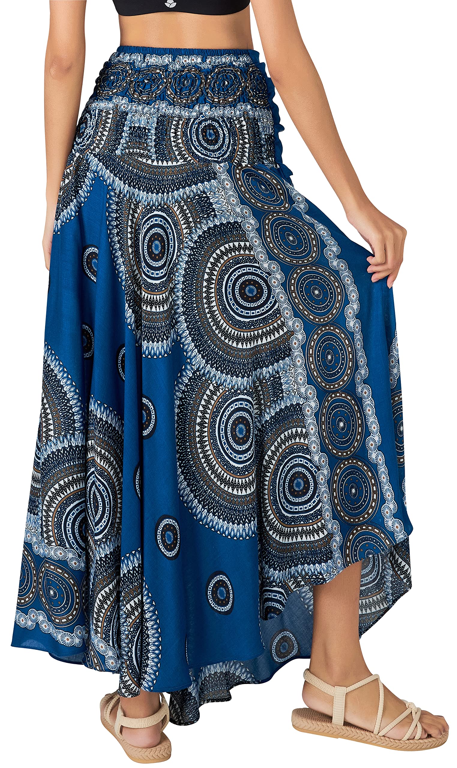 Joob Joob Long Boho Skirts for Women - Bohemian Hippie Maxi Summer Skirt Blue