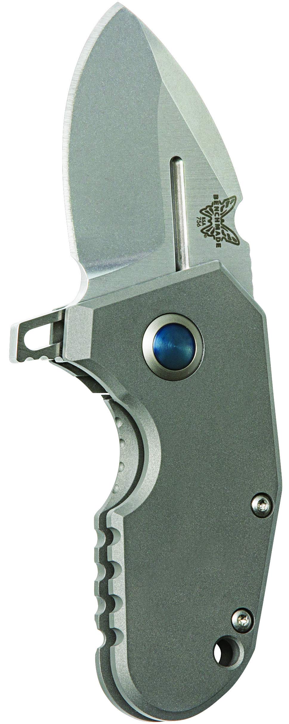 Benchmade - Micro Pocket Rocket 756 Tiny Pocket Knife, Drop-Point Blade, Plain Edge, Satin Finish, Made in the USA