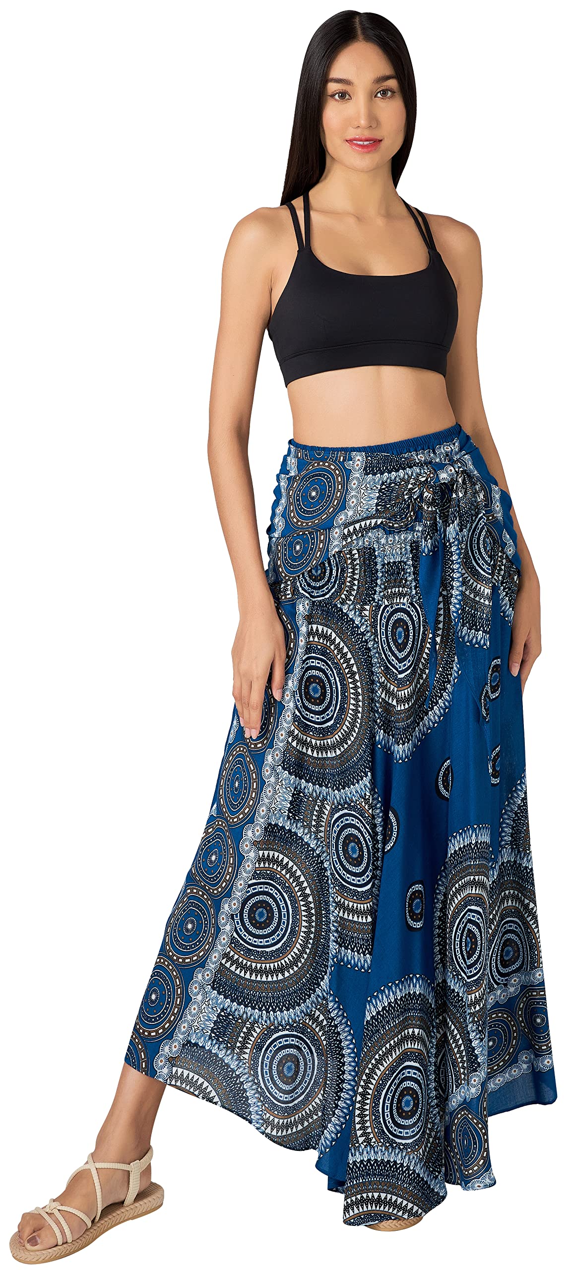 Joob Joob Long Boho Skirts for Women - Bohemian Hippie Maxi Summer Skirt Blue