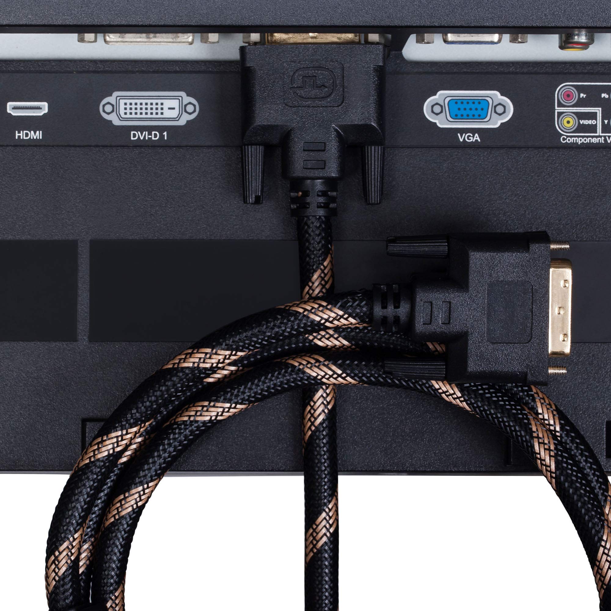 DVI to DVI Cable 25Ft,Nylon Braided DVI-D 24+1 Dual Link Male to Male Digital Video Cable Gold Plated with Ferrite Core Support 2560x1600 for Gaming, DVD, Laptop, HDTV and Projector (25 Ft/8M)