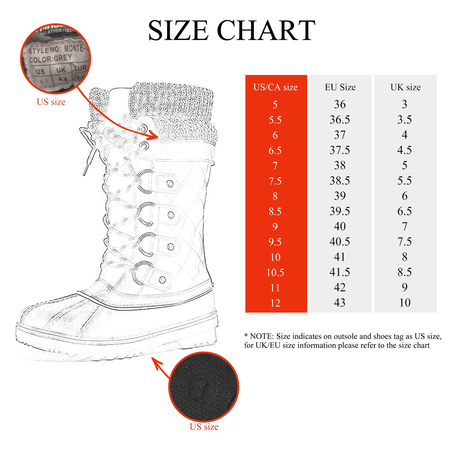 DREAM PAIRS Women's Mid-Calf Waterproof Winter Snow Boots MONTE_02,Size 10,Grey,MONTE_02