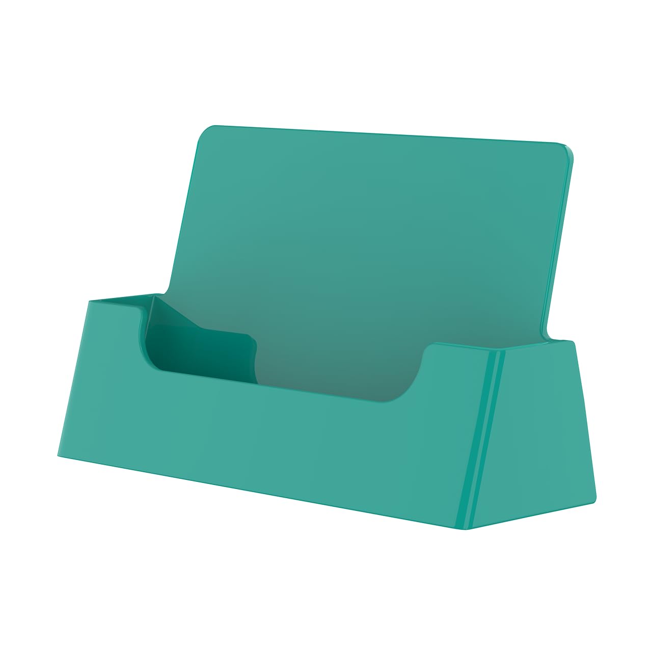 4 Pack Business Card Holder Desk Horizontal Holds 3.5" x 2" Gift Card Appointment Teal Green Acrylic Countertop Display Stand Tabletop for Any Business by Marketing Holders