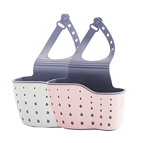 Double Layer Sink Hanging Pouch Kitchen Drainer Organizer Storage Holders Bathroom Storage Shelf Soap Holders Racks Eco-friendly Storage Basket (1, Beige)