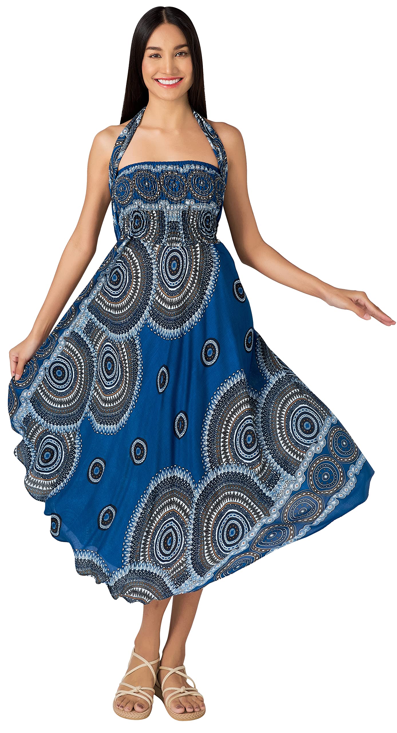Joob Joob Long Boho Skirts for Women - Bohemian Hippie Maxi Summer Skirt Blue