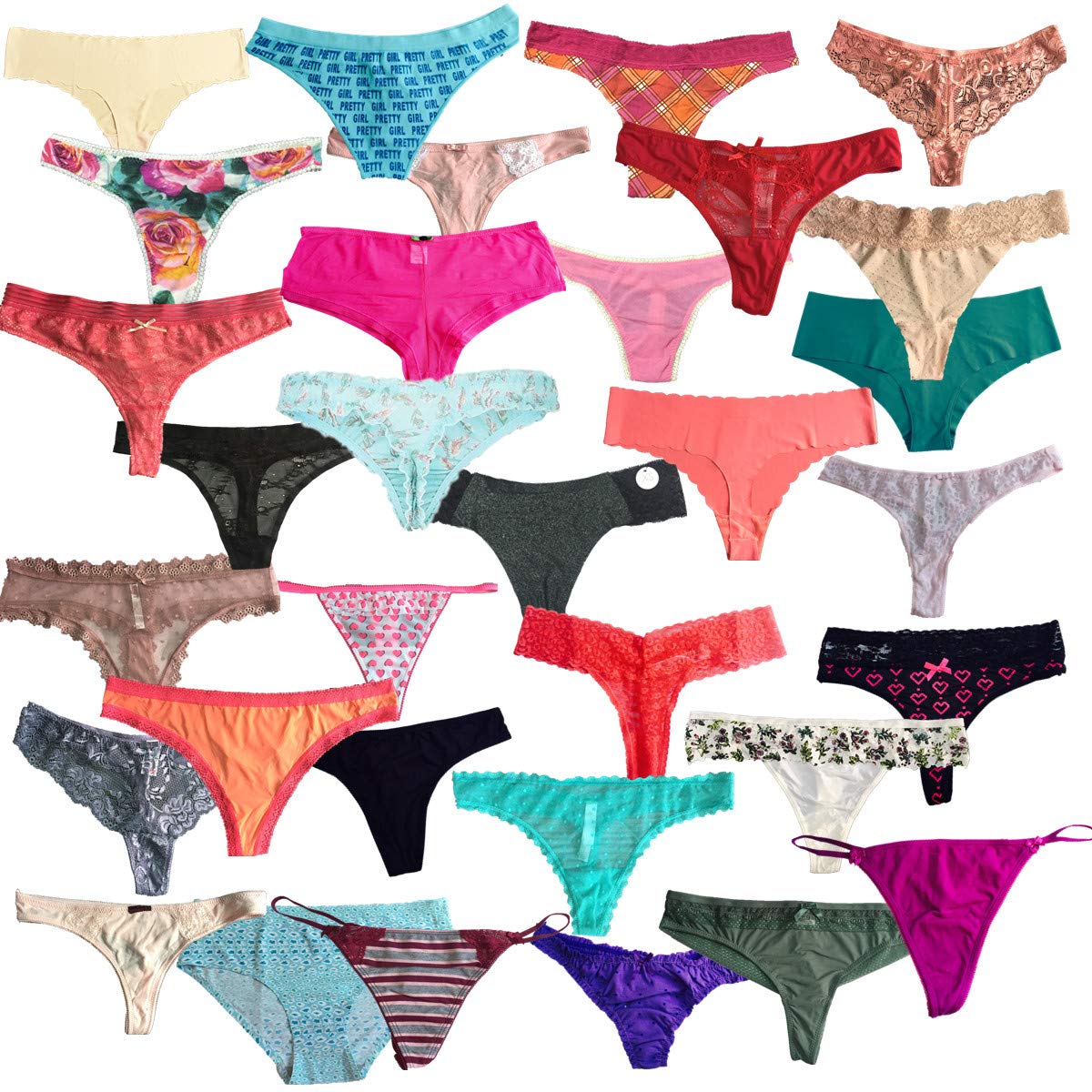EMBEK Sexy Underwear for Women 8 Pcs of Silk G-string T-back Lace Thong Varieties Panties