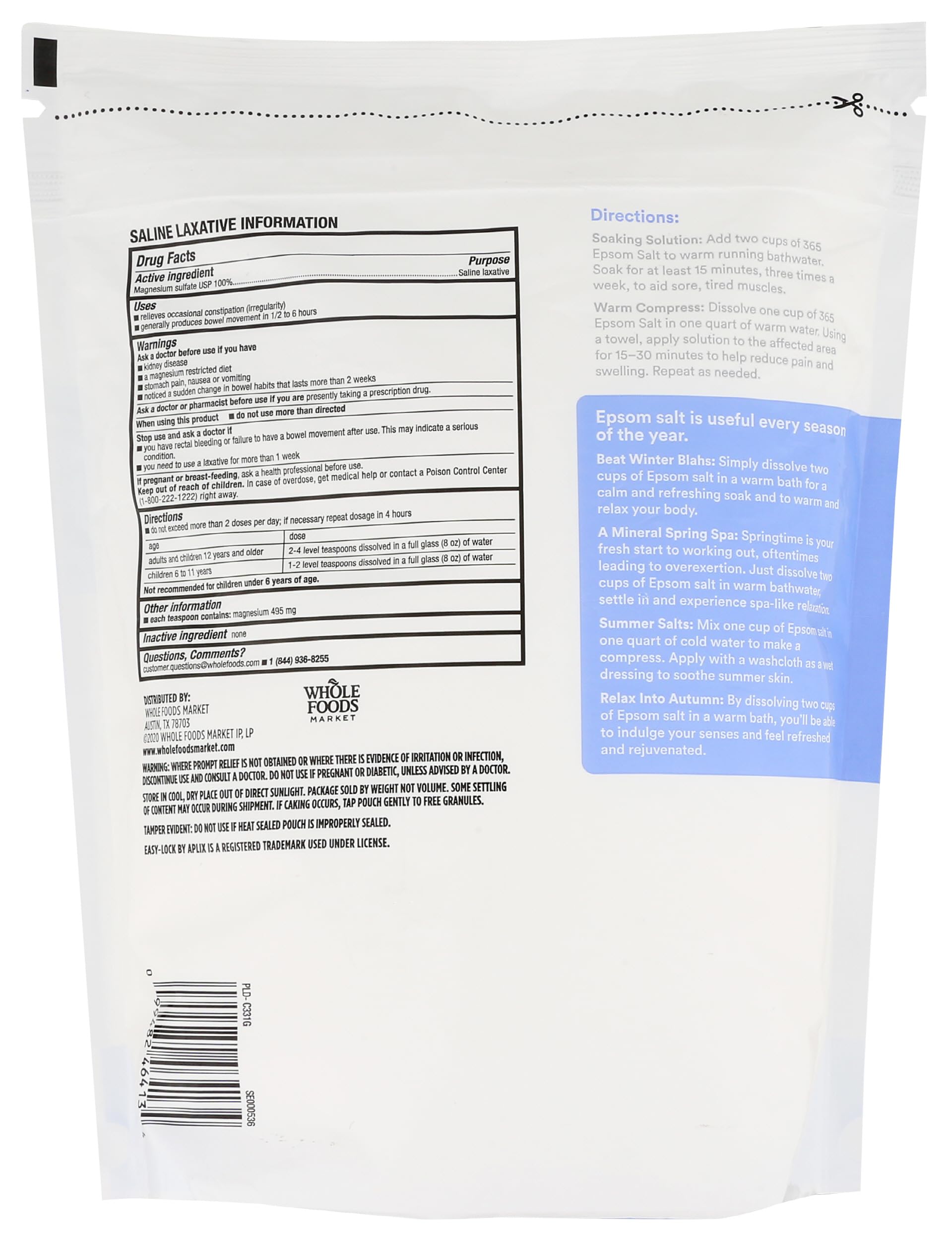 365 by Whole Foods Market, Epsom Salt, 96 Ounce