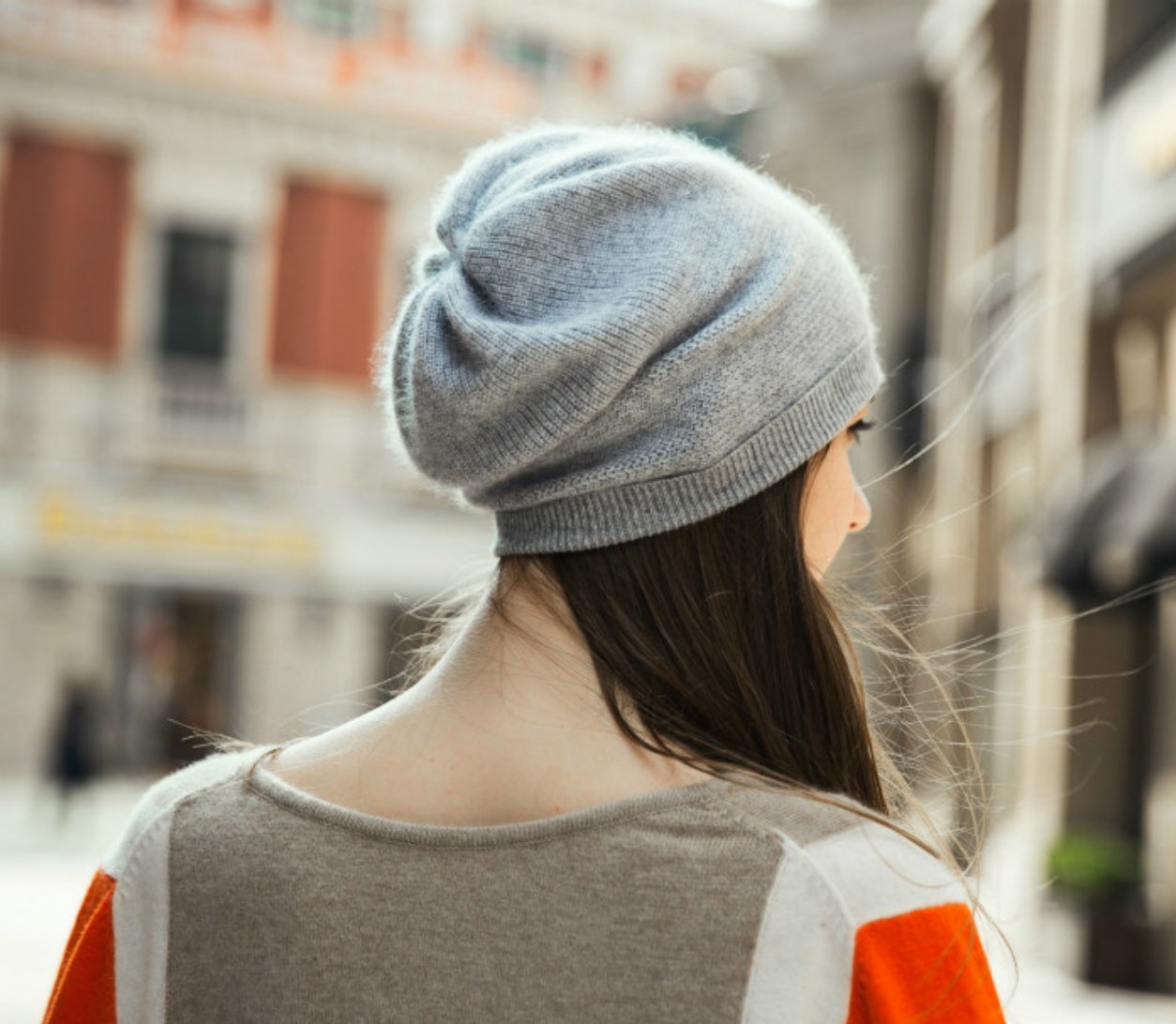 WaySoft Pure 100% Cashmere Beanie for Women in a Gift Box, Oversized Women Beanie Hat, Bring Warm and Luxury to Your Loved Ones, Perfect (Grey)