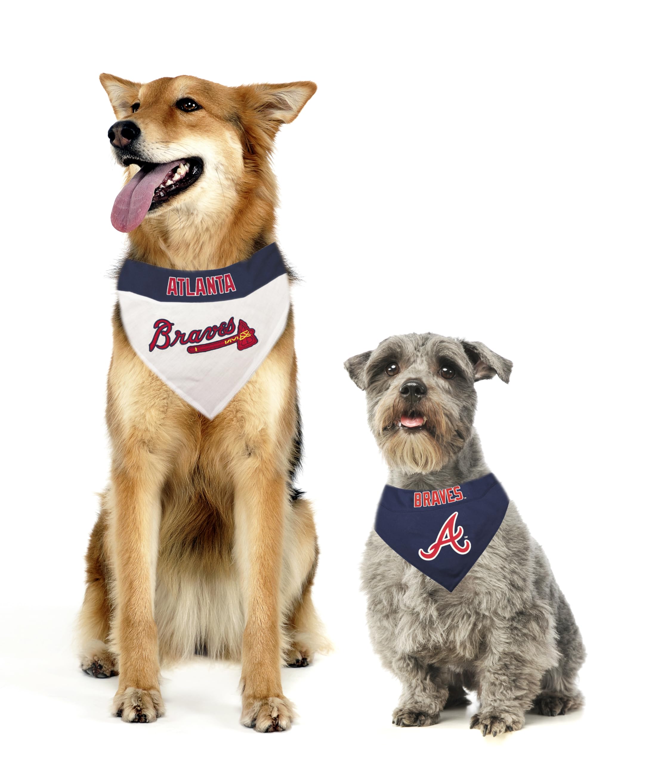 Pets First BRV-3217-S-M MLB Dog Bandana - Atlanta Braves Reversible Pet Bandana, Small/Medium, MLB Team Color