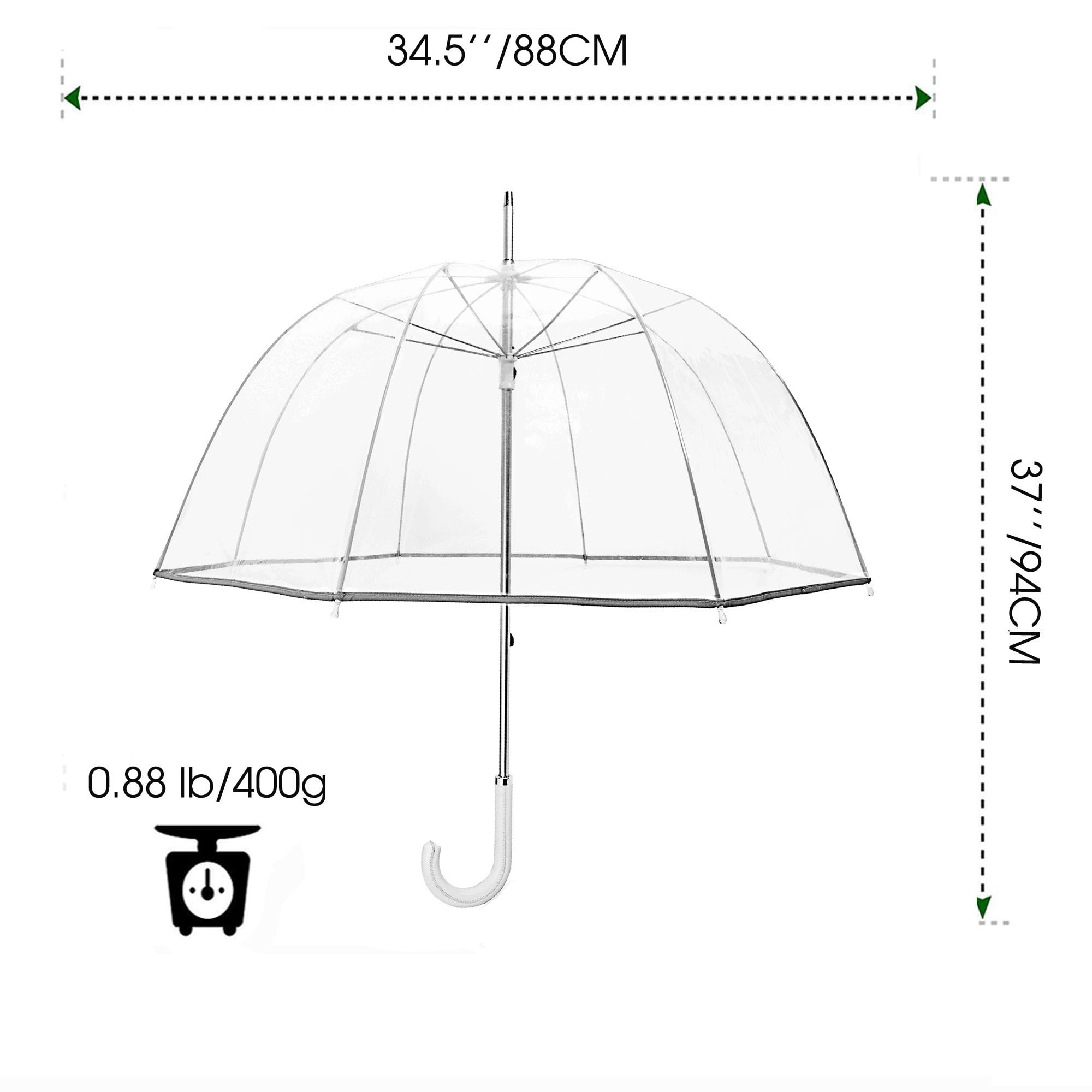 Kung Fu Smith Bubble Clear Umbrella for Weddings, Bulk Large Adult Transparent Umbrella Windproof Dome Rain Bubble Umbrella
