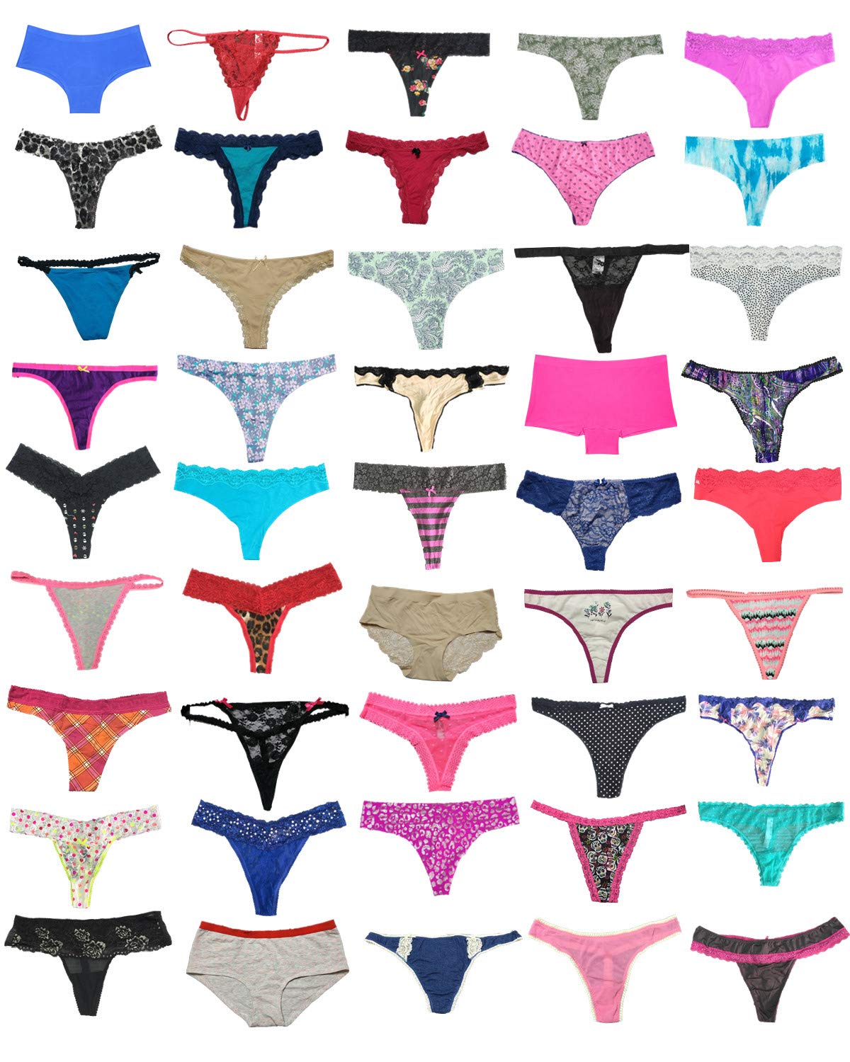 EMBEK Sexy Underwear for Women 8 Pcs of Silk G-string T-back Lace Thong Varieties Panties