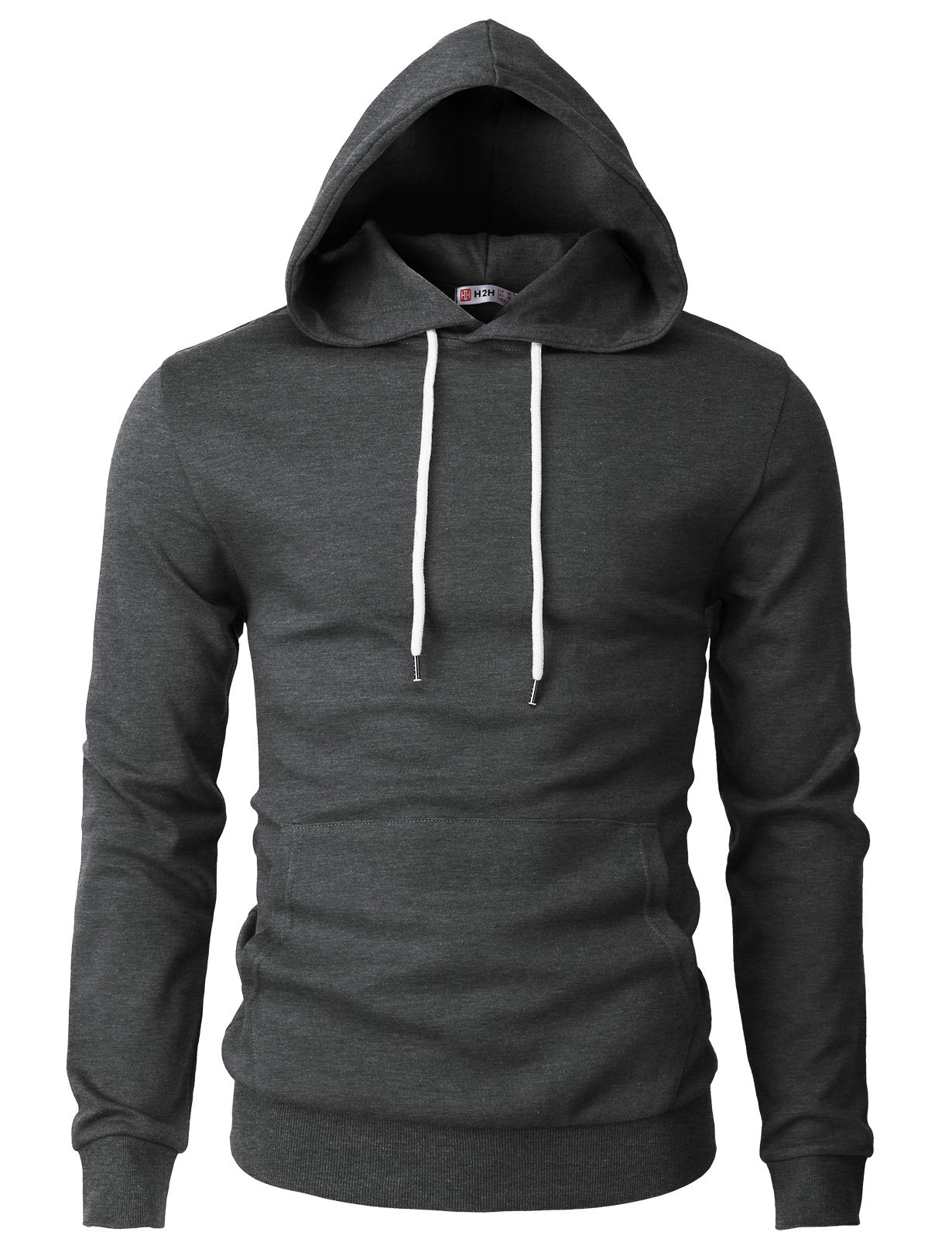 H2H Mens Basic Pullover Hoodies Sweatshirt Long Sleeve Kanga Pocket CHARCOAL US M/Asia L (CMOHOL050)