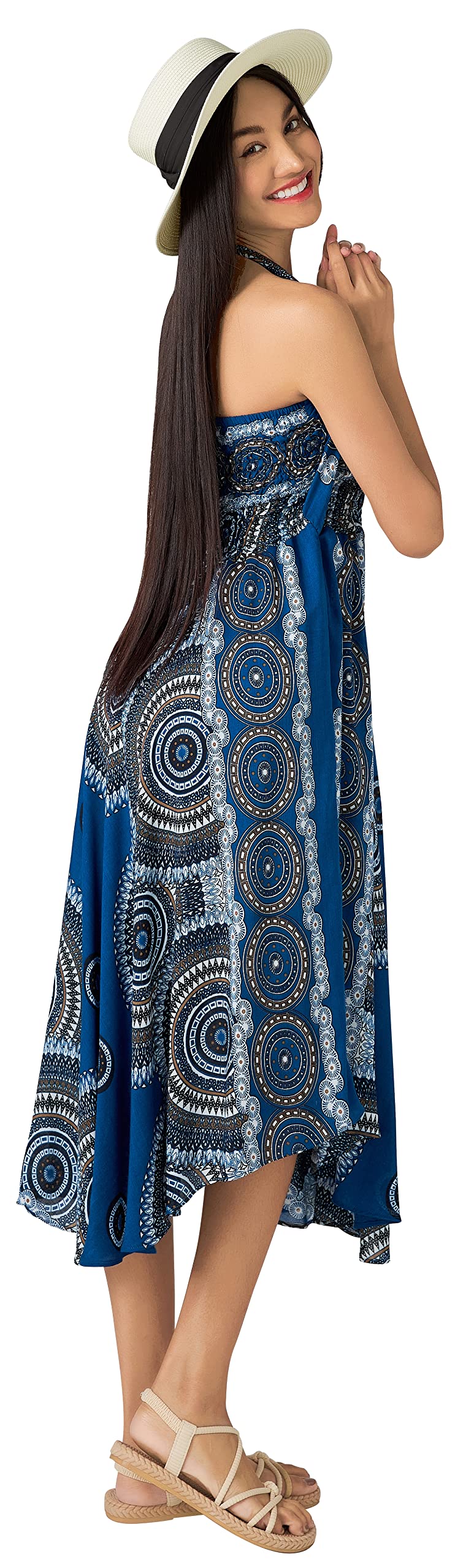 Joob Joob Long Boho Skirts for Women - Bohemian Hippie Maxi Summer Skirt Blue
