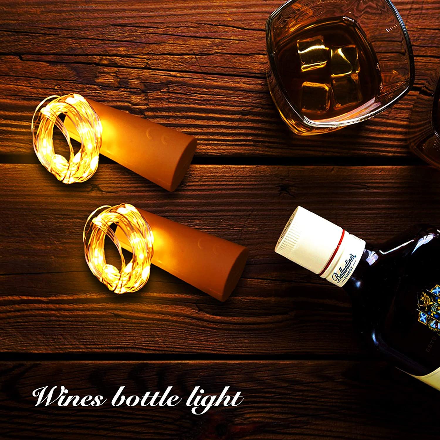 VOOKRY Wine Bottle Lights with Cork, 20 LED 8 Pack Battery Operated Cork Fairy String Lights Waterproof Mini Copper Wire Bottle Lights for Jar DIY, Party Wedding Gifts, Bar Decoration, Warm White