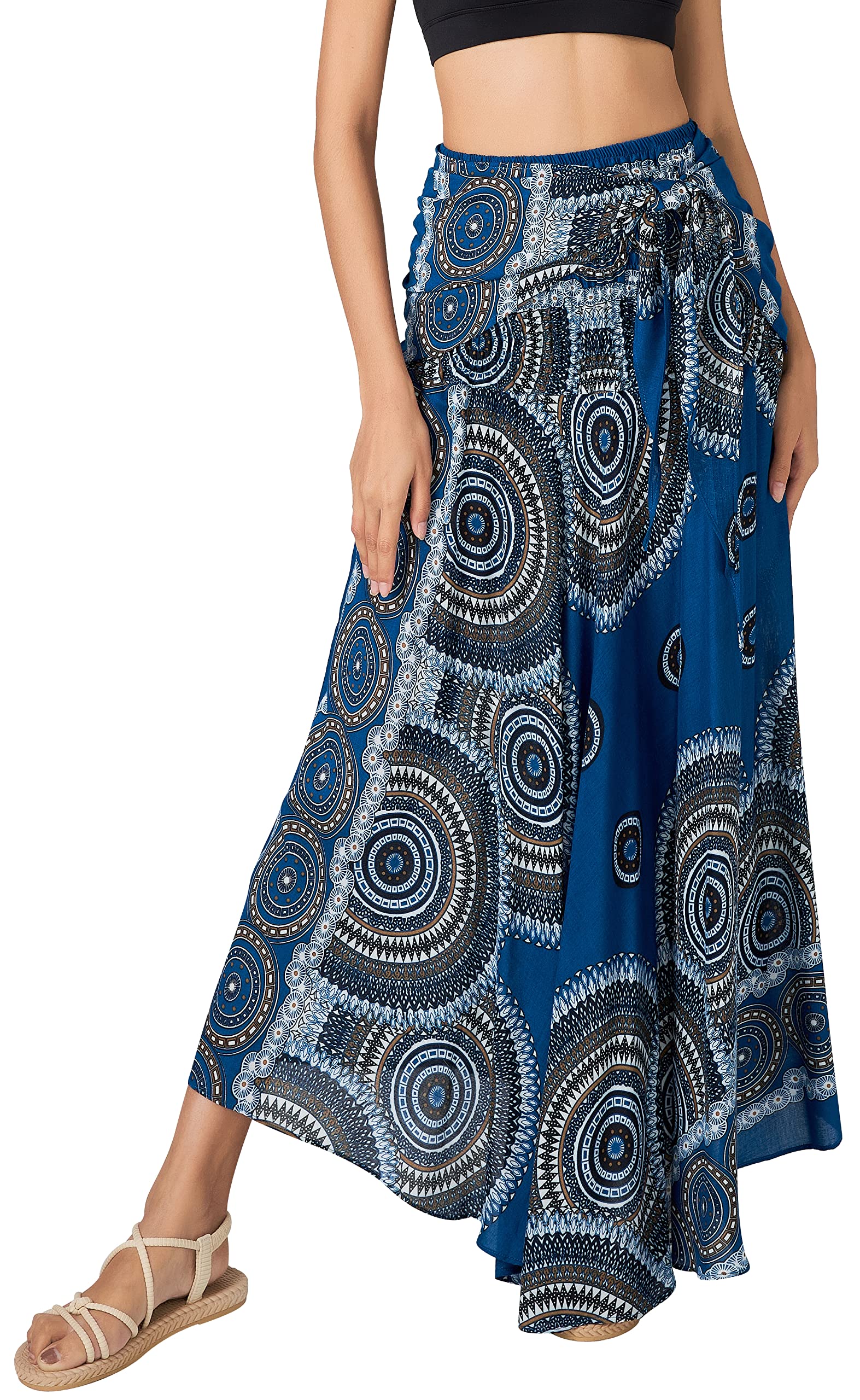 Joob Joob Long Boho Skirts for Women - Bohemian Hippie Maxi Summer Skirt Blue