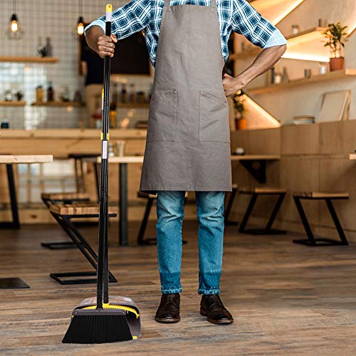 Broom and Dustpan/Broom with Dustpan Combo Set,Standing Dustpan Dust Pan with Long Handle 40"/52" for Home Kitchen Room Office Lobby Indoor Floor Cleaning Broom and Dustpan Set for Home