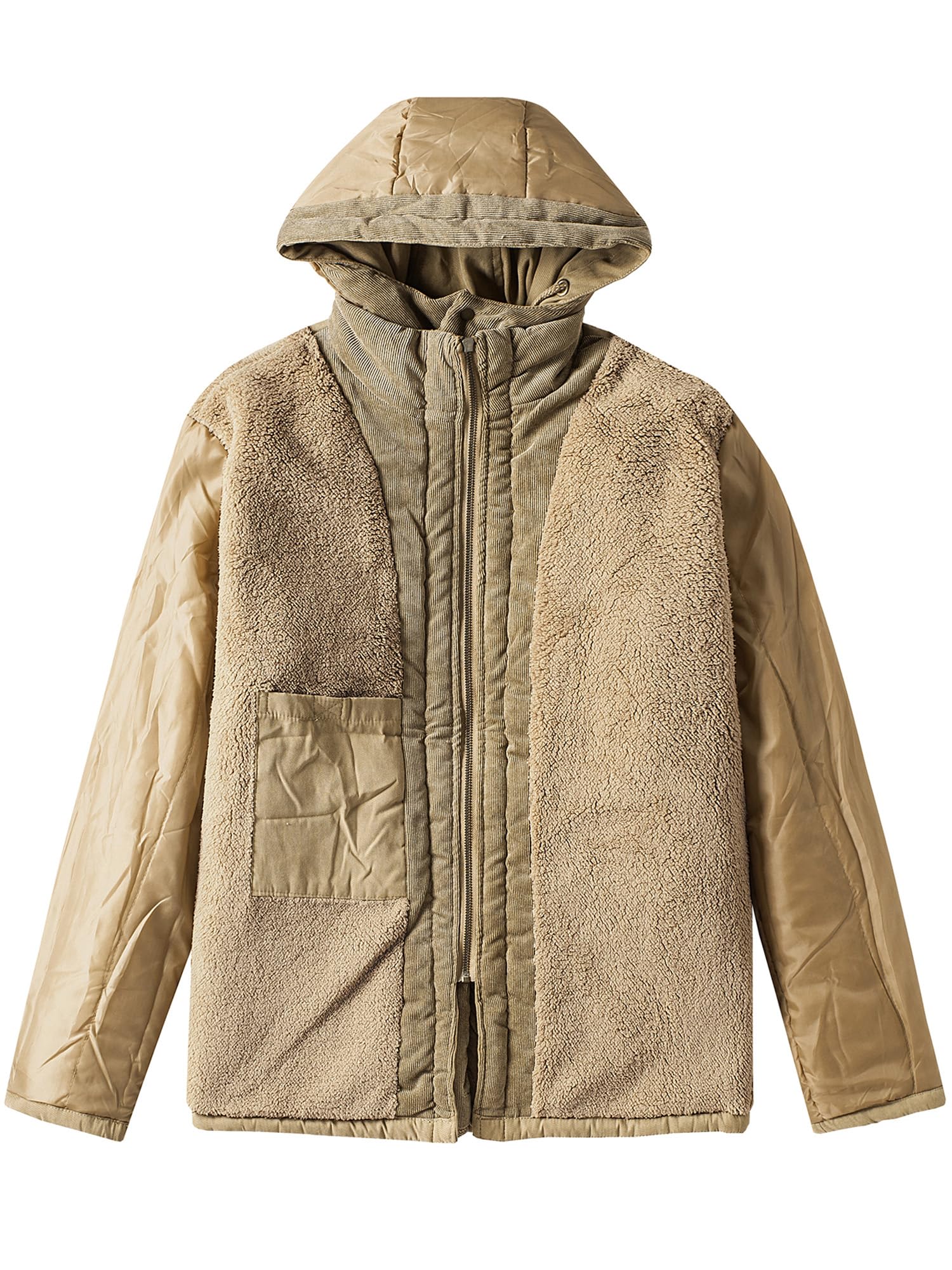 Mr.Stream Men's Winter Hooded Jacket Windproof Sherpa Lined Fleece Windbreaker Coat Outerwear Warm Parka 3256 Green L