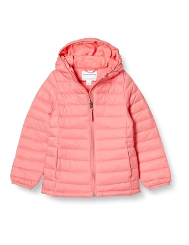 Amazon Essentials Girls' Lightweight Water-Resistant Packable Hooded Puffer Jacket - Discontinued Colors, Pink, Medium