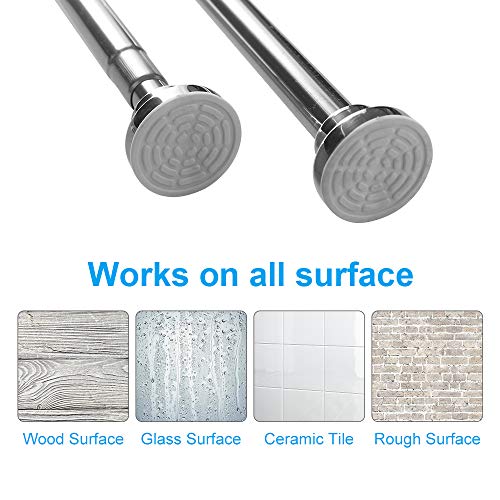 TEECK Shower Curtain Rod, 40-73 inch Adjustable Tension Spring, Shower Curtain Rod Tension, Premium Stainless Steel, Anti-Slip, No Drilling, No Rust, Never Collapse, for Bathroom, Easy to use