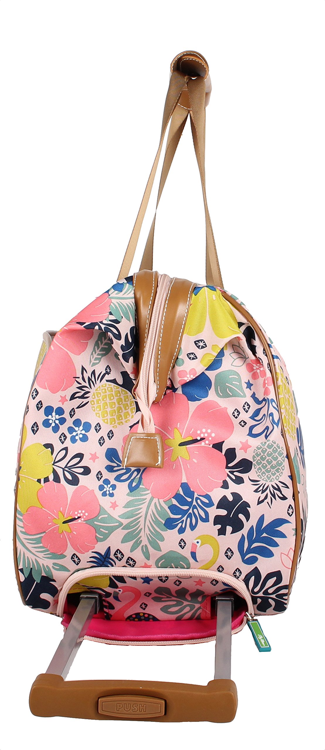 Lily Bloom Pattern 22 Inch Duffel Bag with 2-Rolling Wheels, Weekender Overnight Travel Lightweight Carry-On Suitcase For Women