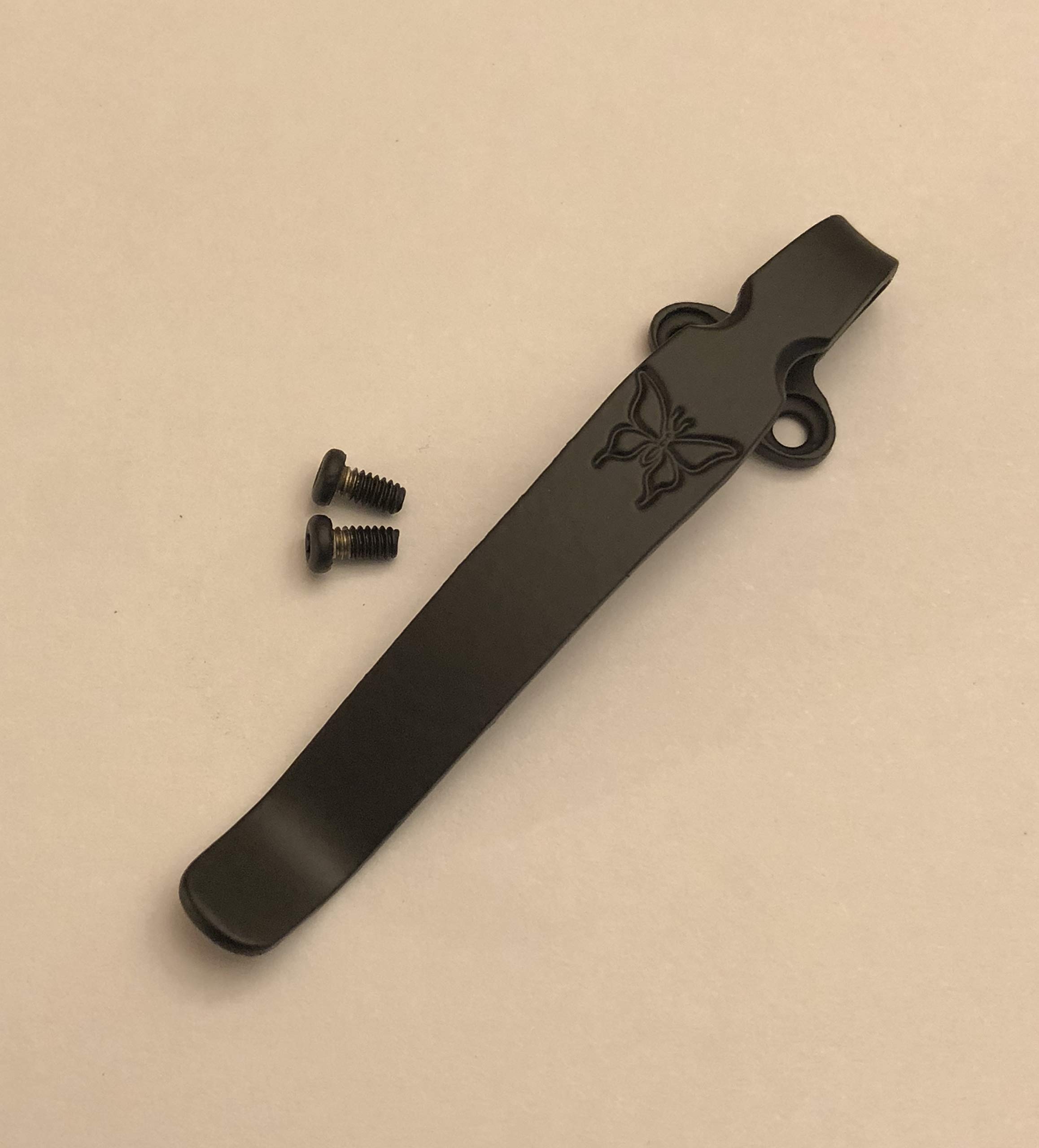 Black Titanium Deep Pocket Clip For Benchmade Griptilian 551BK 550SBK 553BK 551 553 550 Knife with Swallowtail Butterfly
