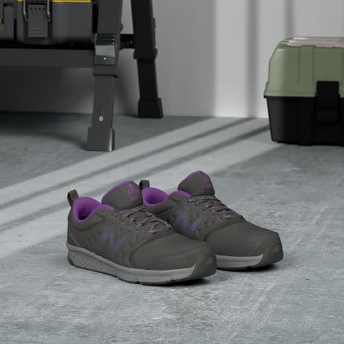 New Balance Women's 412 V1 Alloy Toe Industrial Shoe, Black/Purple, 8.5 Wide