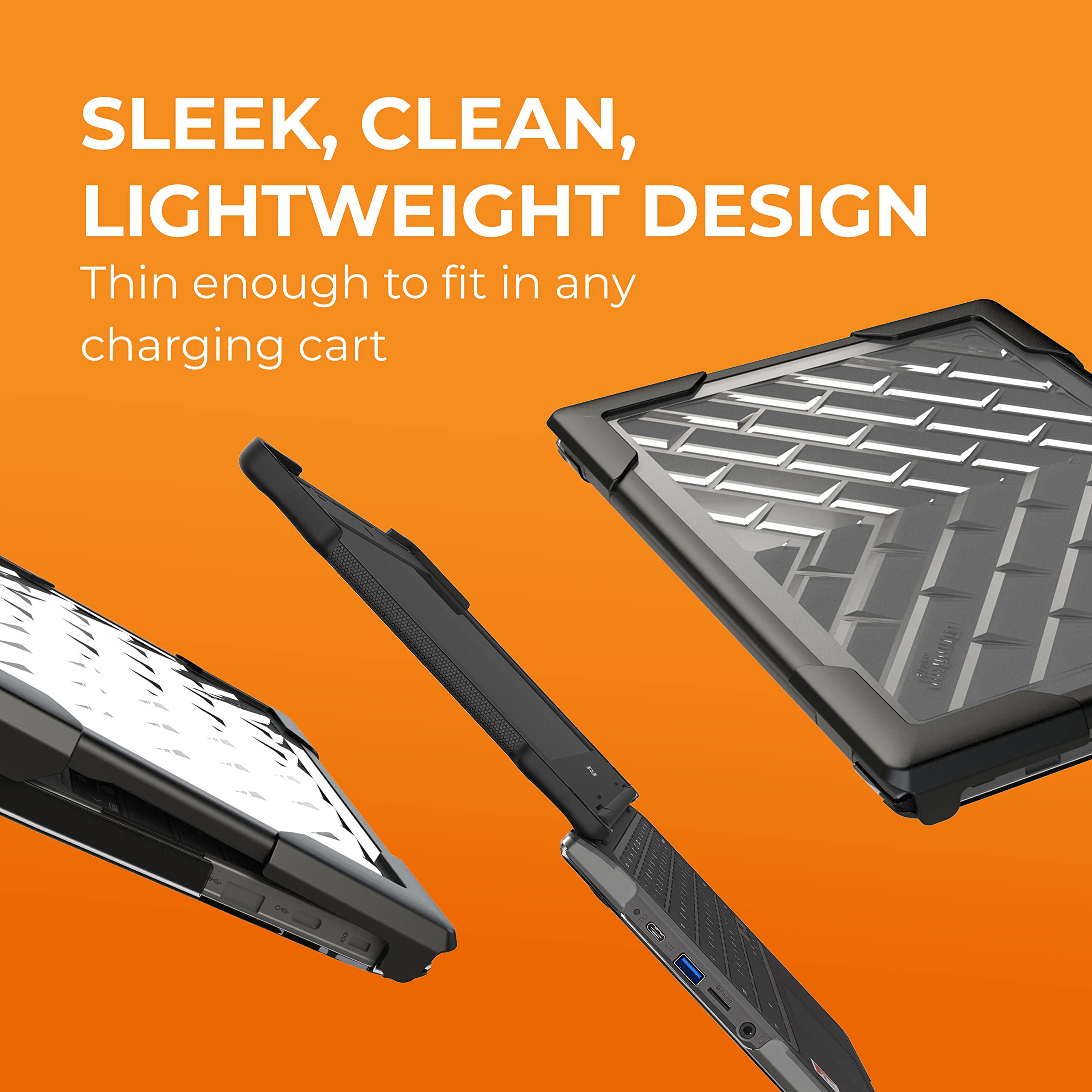 Gumdrop SlimTech Laptop Case Fits Lenovo 100e Chromebook 1st | 2nd Gen Designed for K-12 Students Teachers and Classrooms – Drop Tested Rugged Shockproof Bumpers for Reliable Device Protection – Black