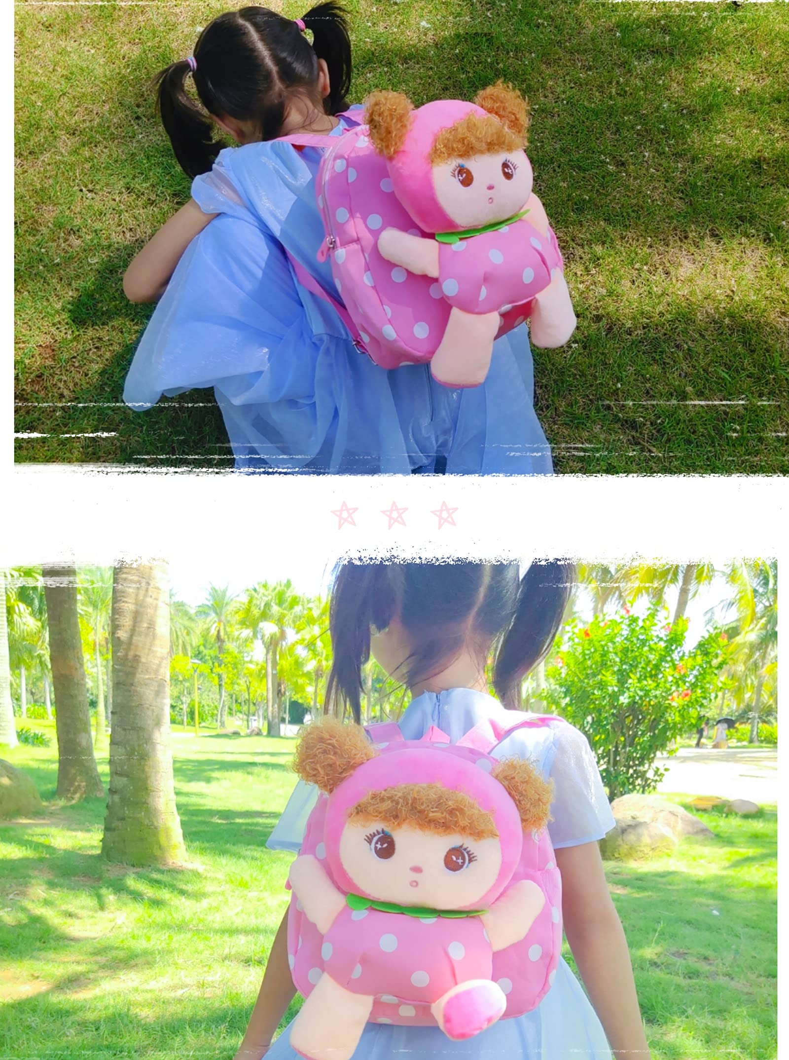 Suerico Cute Toddler Backpack Plush Doll Toy Snack Travel Bag Preschool Shoulder Bag Gift for Kid