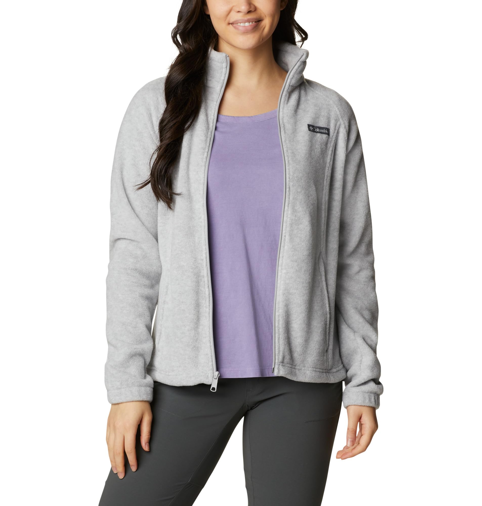 Columbia Womens Benton Springs Full Zip Fleece Jacket, Cirrus Grey Heather, Medium