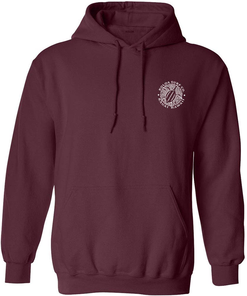 Joe's USA Koloa Honu Turtle Logo Hoodie, Hooded Sweatshirt-M-Maroon/w