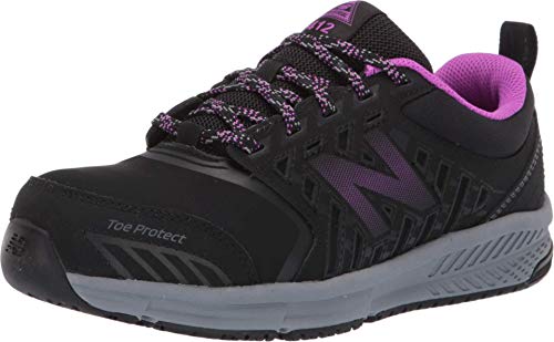 New Balance Women's 412 V1 Alloy Toe Industrial Shoe, Black/Purple, 8.5 Wide