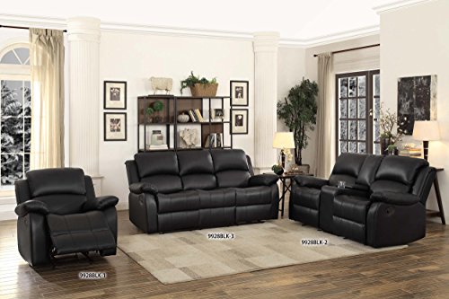 Homelegance Clarkdale Double Glider Reclining Loveseat with Console, Black