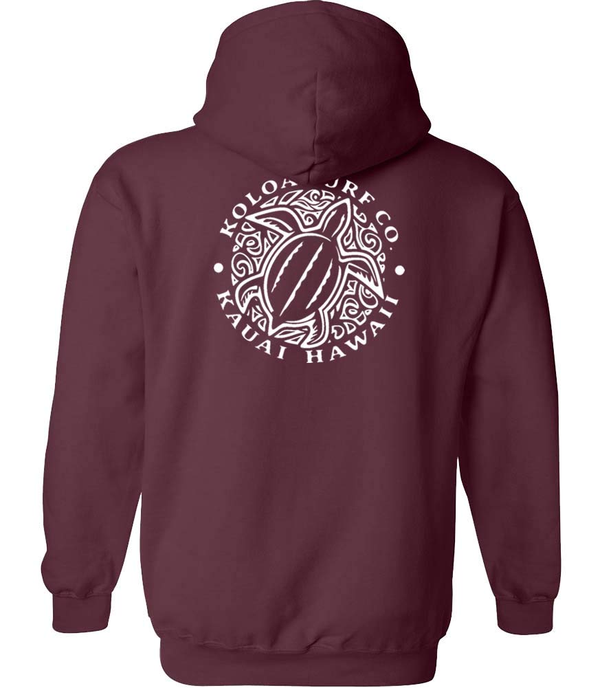 Joe's USA Koloa Honu Turtle Logo Hoodie, Hooded Sweatshirt-M-Maroon/w
