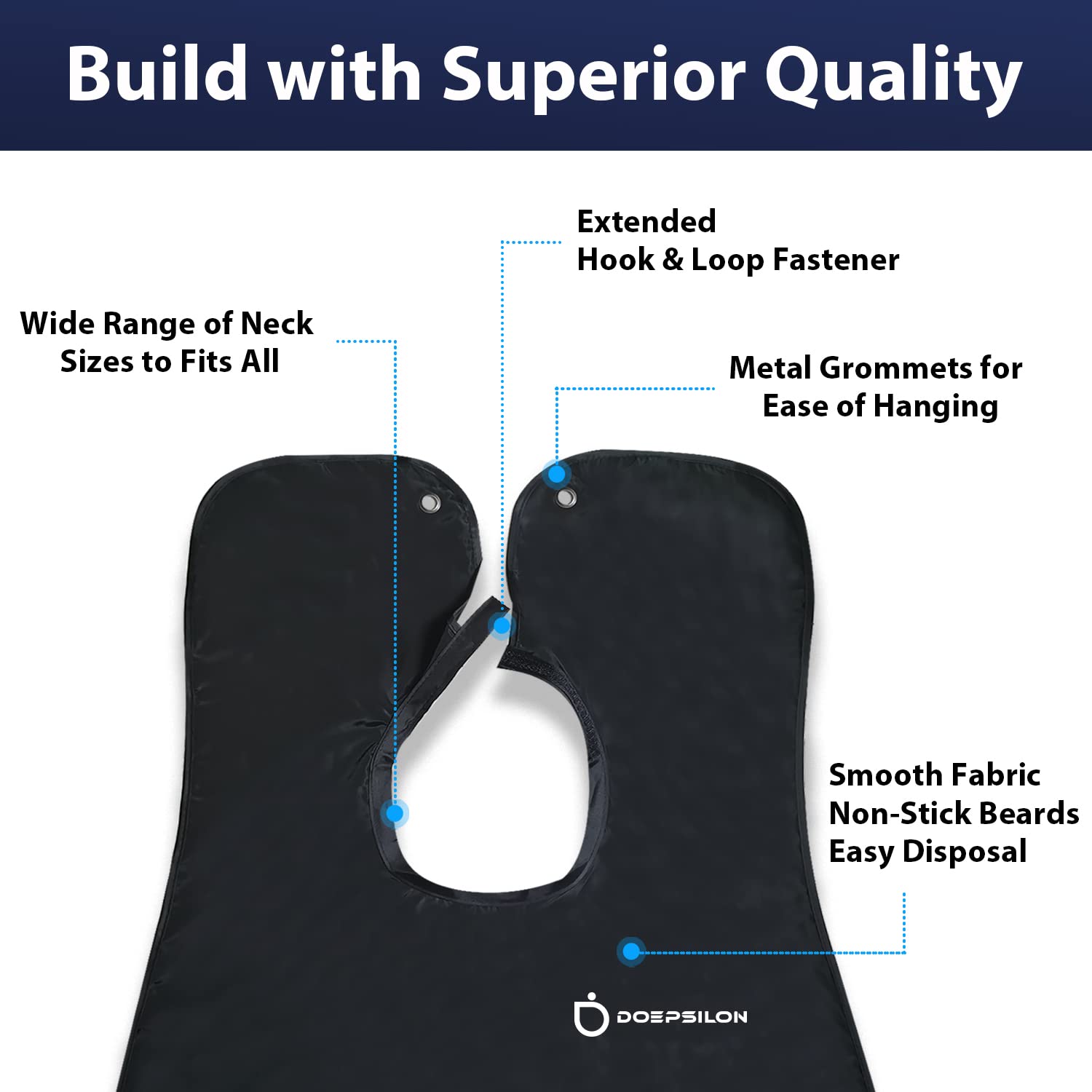 Beard Bib Apron, Beard Bib Hair Catcher for Shaving, Non-Stick Beard Shave Cape, with 4 Suction Cups, Grooming Accessories for Men, Gifts for Men Husband Father (Black)