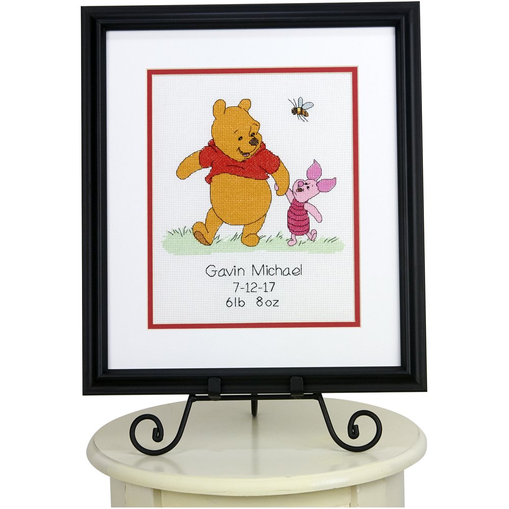 Dimensions 70-35357 Disney Winnie The Pooh Birth Record Counted Cross Stitch Kit, Winnie The Pooh Cross Stitch, 8" x 10"