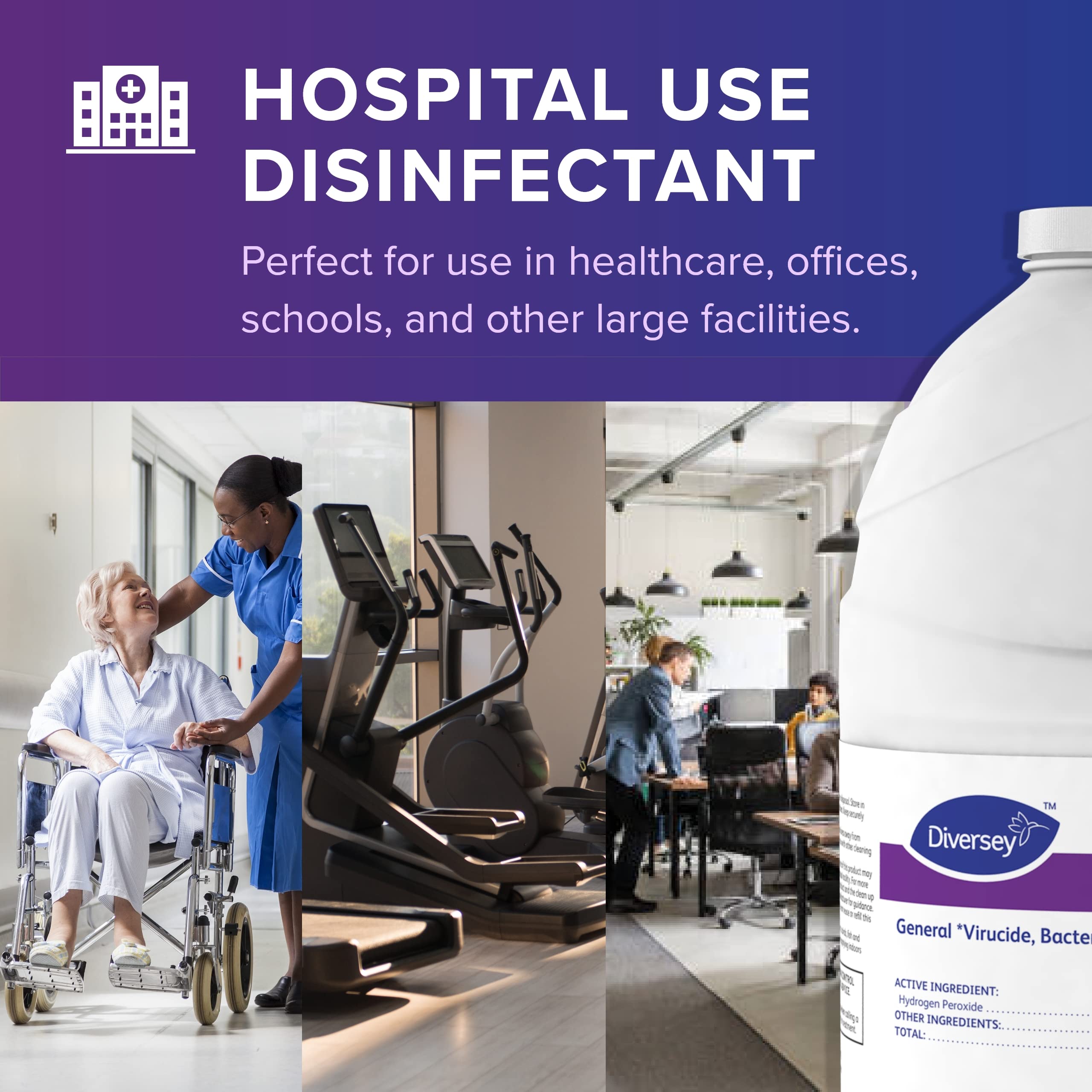 Oxivir Diversey 100898636 Tb One-Step Disinfectant Cleaner, Hospital Grade Accelerated Hydrogen Peroxide AHP, No Fragrance Added, Ready-to-Use Liquid, 1-Gallon (Pack of 4)
