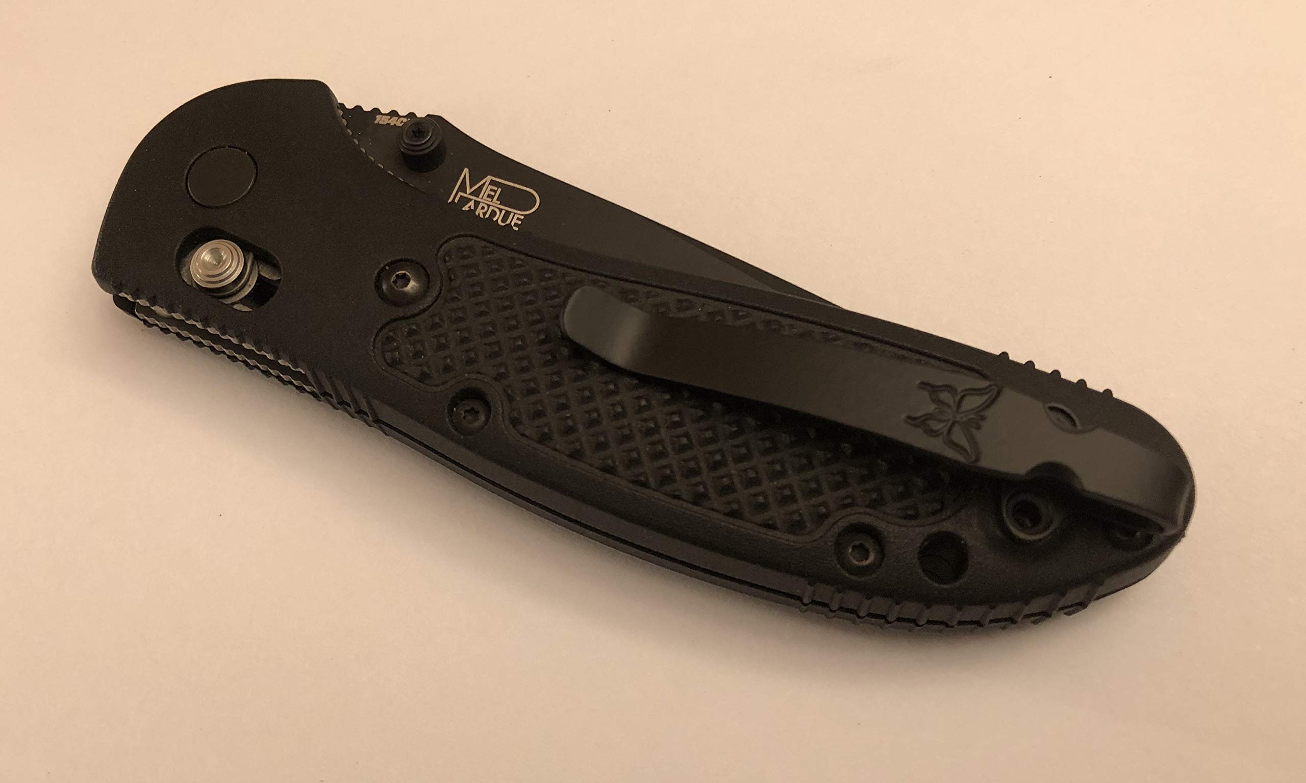 Black Titanium Deep Pocket Clip For Benchmade Griptilian 551BK 550SBK 553BK 551 553 550 Knife with Swallowtail Butterfly