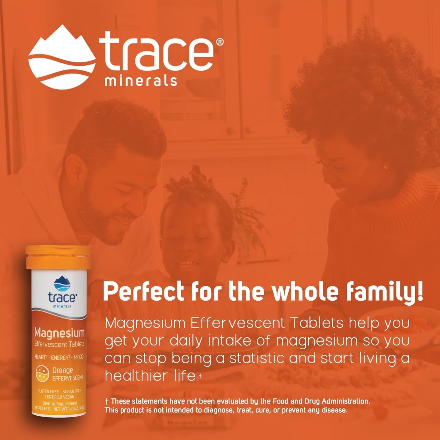 Trace Minerals Magnesium Effervescent - Bone & Circulatory Health Support Supplement - Magnesium Supplement to Aid Cardiovascular Health & Positive Outlook - Orange, 8 Containers (80 Servings)