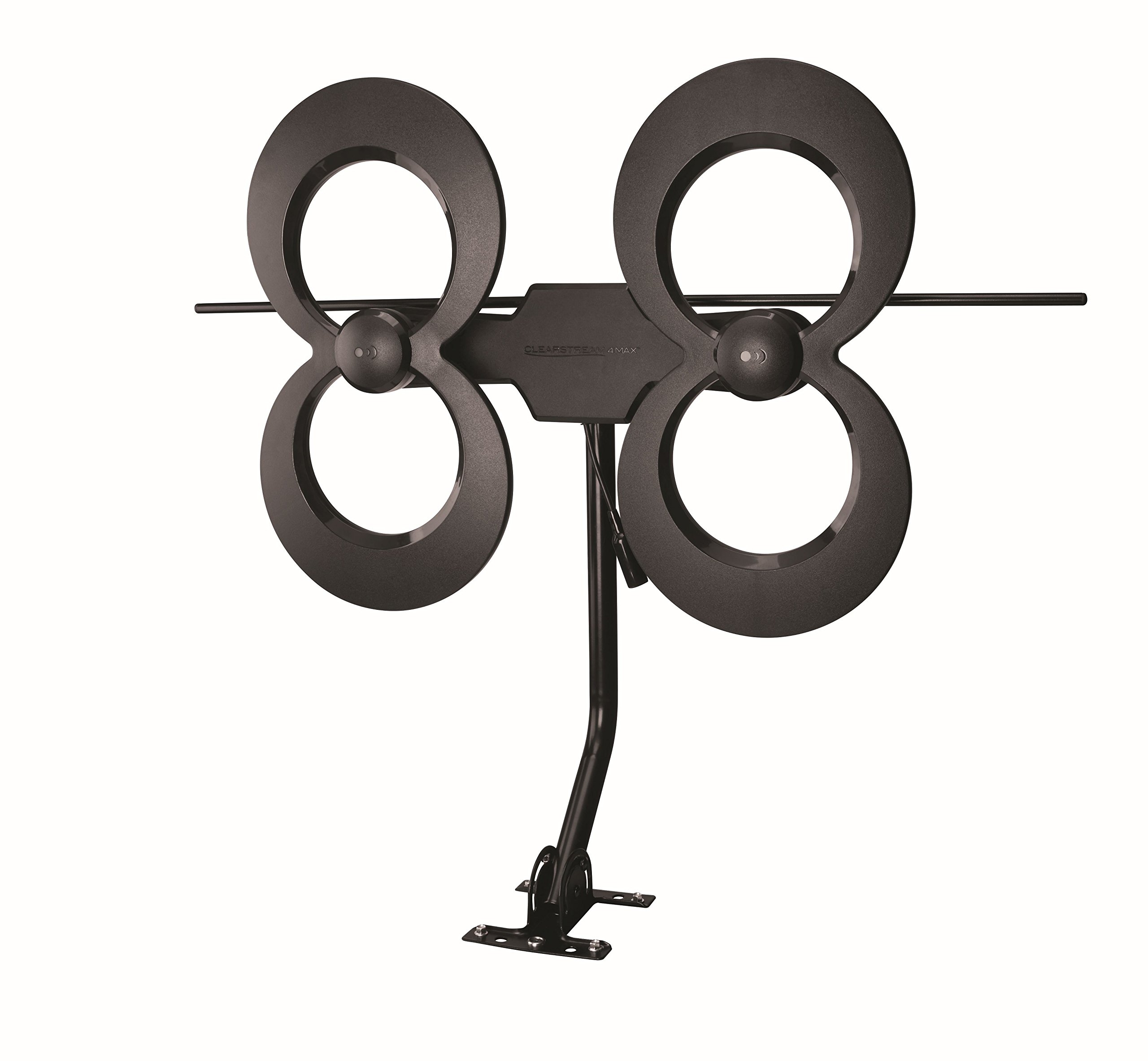 Antennas Direct ClearStream 4MAX Indoor Outdoor TV Antenna, UHF VHF, Multi-Directional, 70+ Mile Range, 4K 8K UHD, NEXTGEN TV β w/ 20-inch Mast (Black)